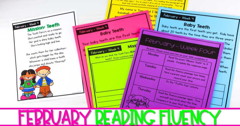 February Reading Fluency Activities for 1st and 2nd Grade