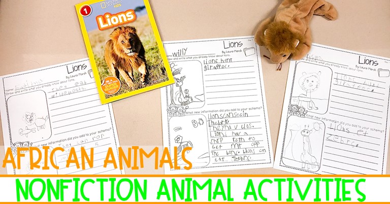 African Animal Activities and Lesson Plans for Kindergarten & First Grade