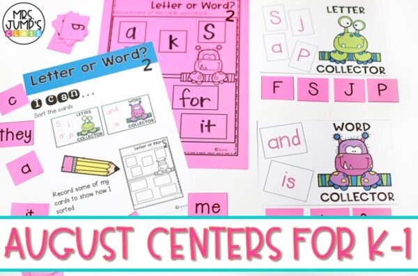 August Centers for Kindergarten & First Grade - Mrs. Jump's Class